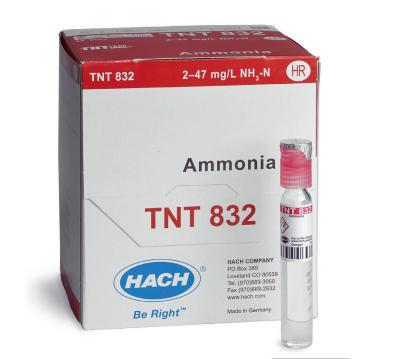 China HACH Ammonia TNTplus Water Test Vial HR 2-47 mg/L NH₃-N 25 Tests TNT 832 for sale