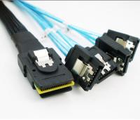 China Mini SAS 36P SFF-8087 to SATA 7P x4 Breakout Cable 0.5m with Latch 30AWG for sale
