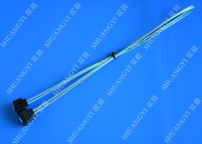 China Blue Slim Down Angle 7 Pin SATA Data Cable Female to Female With Locking Latch for sale
