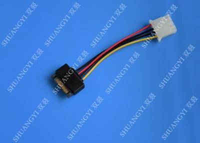 China Braided SATA Power Cable 4 Pin Molex to 15 Pin Male for Hard Disk 26AWG for sale