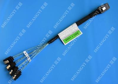 China 30 AWG Mini SAS SFF 8087 to SATA Breakout Cable 0.5m with Latch for sale