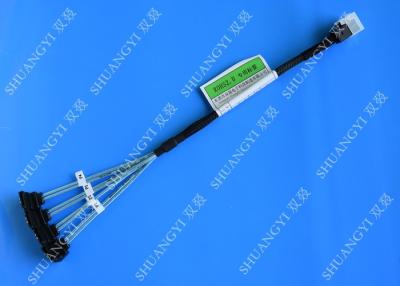 China Blue SFF 8643 to 4 SATA SAS Hard Drive Cable Fanout 12Gbps Flexible Design for sale
