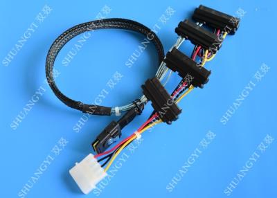 China SFF 8087 to SFF 8482 Dual Port SAS Power Cable 65cm Internal Mini SAS 36 Pin to 4x SAS 29 Pin for sale