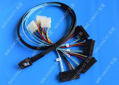 China 1m Mini SAS 36-Pin SFF-8087 Male to 4x SAS 29-Pin Female Cable 28AWG for sale