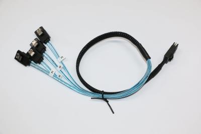 China Mini SAS SFF-8087 36 Pin to 4x7 Pin SATA Cable 1m Side Band Signal 6Gbps for sale