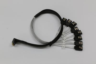 China SFF-8654 8X90° to 8 Port SATA 7P Cable 500mm for Server Storage Expansion for sale