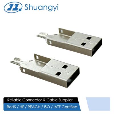 China USB 2.0 AM Three-Piece Rear Shell Connector | Pin Wire Cable Electrical Terminal Plated Housing for PCB Customization for sale