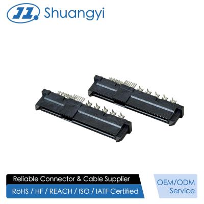 China SAS 29P IDC Female Cable Connector 180° with Peg 1.27mm Pitch Phosphor Bronze Gold Flash for sale