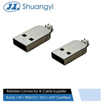 China USB 2.0 AM Connector Two-Piece Metal Shell 24.7mm Length 2.2mm Cable OD for Data and Power Transmission for sale