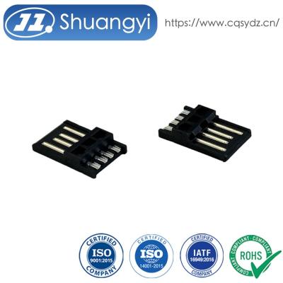 China USB 2.0 AM Wire Soldering Connector Gold Flash Black Housing 1.5A 250VAC for sale
