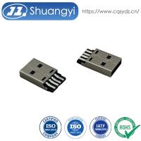 China USB 2.0 AM Male Connector Integrated Solder-Type Housing Black Gold-Plated 1.5A 250VAC for sale
