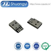 China USB 2.0 AM Integrated Connector Wire Solder Type Gold Plated 30 µ″ Nickel Shell 3A 250V for sale
