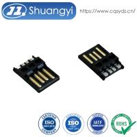 China USB 2.0 AM Male Solder Connector 15U Black Gold Plated Wide Solder Cup 3A 250V for sale
