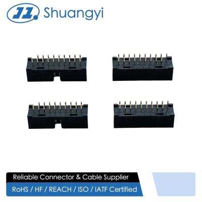 China IDC 20-Pin Dual-Row Fully-Shrouded Male Connector Pin Header 3.2mm Gold Plated G/F for sale