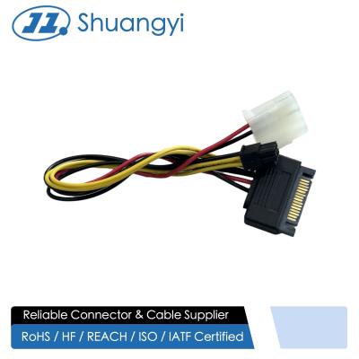 China SATA 15Pin to 4Pin Molex and Floppy Power Splitter Cable 18AWG 20cm for HDD Fan LED Server for sale