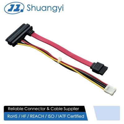 China SATA 22Pin Power Data Cable Connector 7Pin Male 4Pin PCB Wire Harness for HDD SSD Server 30cm for sale