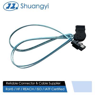 China Right Angle to Straight SATA 7Pin Data Cable Connector – Shielded Serial ATA Wire for HDD / SSD / Server Transmission for sale