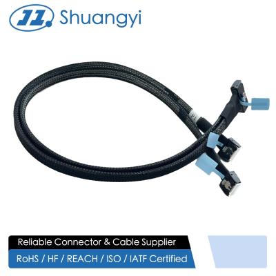 China SFF-8643 to SFF-8639 Mini SAS HD to U.2 NVMe SSD Connector Cable 0.5m Braided Wire Harness for Server Storage for sale