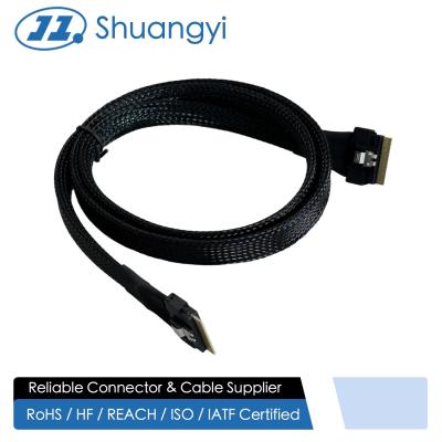China SFF-8654 8i to SFF-8654 8i Mini SAS HD Cable 1m 85 Ohm 32AWG Braided Assembly for sale
