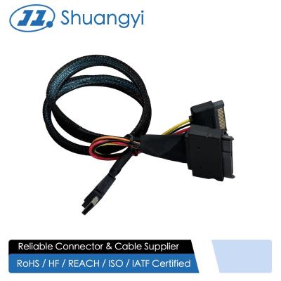 China SFF-8654 8i to SFF-8654 8i Mini SAS HD Cable 1.0m 32AWG 85 Ohm Braided Assembly for sale
