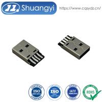 China High-Durability USB 2.0 AM Connector – Integrated Solder-Type Black Housing Gold-Flash Plated Interconnect for sale