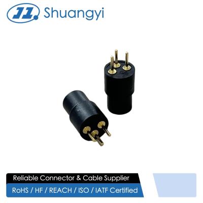 China 3 Pin Round Male Power Connector Gold Plated PCB Solder Terminals 0.63mm for sale