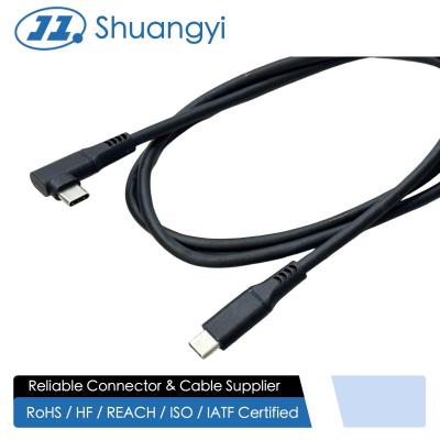China USB Type-C to Type-C Right Angle Connector Cable, 60W PD Fast Charging & Data Transmission Wire for Mobile, Laptop and Tablet for sale