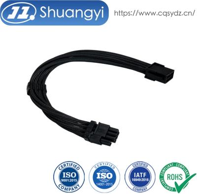 China 8 Pin PCIe Power Connector Cable Sleeved PSU Extension Wire Harness 18 AWG 30 cm Male to Female for sale
