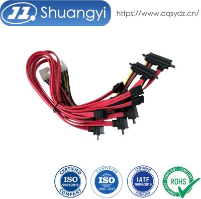 China Multi-drop SATA data and power connector cable harness, 1-to-multi serial ATA wire assembly for HDD / SSD, server backplane, storage cabinet customization and PCB power transmission for sale