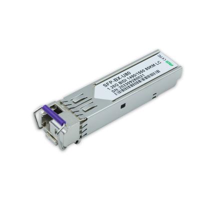 China Cisco Compatible 1.25GBASE BiDi SFP Transceiver 80km Single Mode LC 1490nm TX 1550nm RX for sale