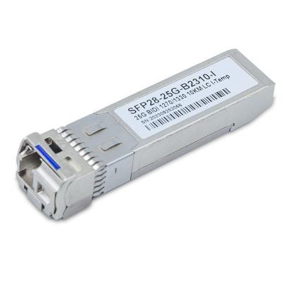 China 25G BIDI SFP28 Transceiver 1270nm TX 1330nm RX 10km Simplex LC SMF Industrial for sale