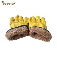 China Thick Fleece Suede Sheepskin Winter Beekeeping Gloves Yellow For Beekeeper for sale