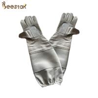 China Thick Canvas And Mesh Longsleeve Sheepskin Beekeeping Gloves With Breathable Layer for sale