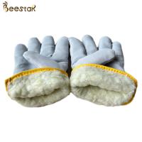 China White Color Double Thick Winter Sheepskin Bee Gloves For Beekeeping Industries for sale