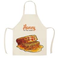 China Apron Bee Pattern Flax Waterproof And Oil-Proof Pattern Beekeeping Outfits Customized Apron for sale