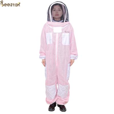 China Three Layer Ventilated Pink Veil Beekeeping Suit High Quality Overall Safety Beekeeper Clothing for sale