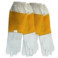 China L - XL White Sheepskin Beekeeping Gloves With Yellow Soft Ventilated Sleeve for sale