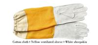 China L - XL White Sheepskin Beekeeping Gloves With Yellow Soft Ventilated Sleeve for sale