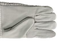 China Three Layer Cotton Mesh Goatskin Beekeeping Gloves with White Short  Sleeve for sale