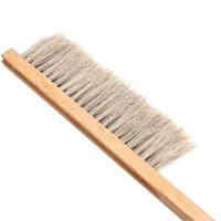 China Long Handle Horsehair Bee Brush Two Double Rows in Yellow Color for Beekeeping for sale