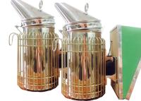 China Green American Style Bee Hive Smoker With Atificial Leather Bellow Box For Beekeeping for sale
