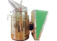 China Green American Style Bee Hive Smoker With Atificial Leather Bellow Box For Beekeeping for sale