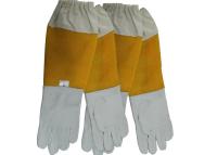 China Sheepskin Beekeeping Gloves with Yellow Ventilated Gridding Proof for sale