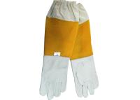China Sheepskin Beekeeping Gloves with Yellow Ventilated Gridding Proof for sale