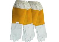 China Sheepskin Beekeeping Gloves with Yellow Ventilated Gridding Proof for sale