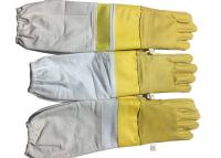China Goat Skin Bee Gloves Leather wrist protector Half Ventilated canvas cuff for Beekeeping for sale