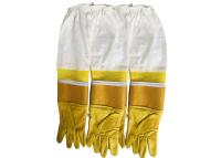 China #33 Goat skin yellow thick canvas wrist protector and Half  Ventilated with white cloth sleeve for sale
