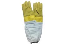 China #13 Yellow  Goat Skin  And Smoothy Leather Wrist Protector  And White Cloth Sleeve   Bee Glove for sale