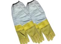China #13 Yellow  Goat Skin  And Smoothy Leather Wrist Protector  And White Cloth Sleeve   Bee Glove for sale