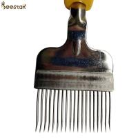 China Durable Yellow Hive Tools stainless steel Honey Uncapping fork with plastic handle for sale